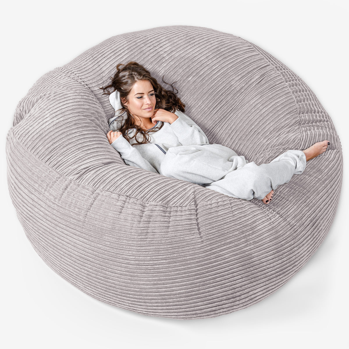 Lounge Pug Cord Giant Bean Bag Sofa Mega Mammoth Beanbag Silver Grey ...