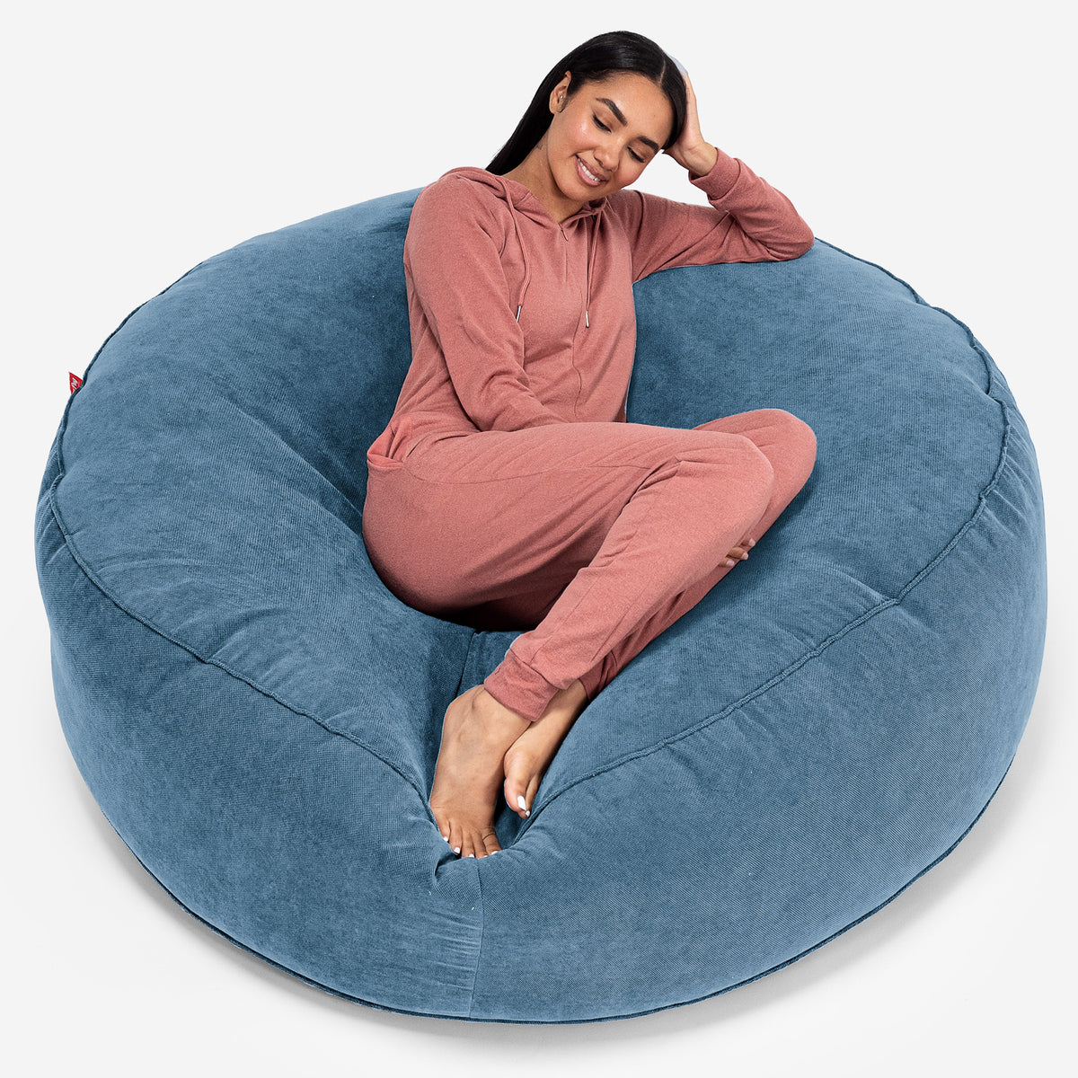 LOUNGE PUG Flock GIANT Bean Bag SOFA MEGA MAMMOTH Beanbag AEGEAN BLUE ...